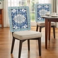 Blue Boho Chair Back Covers, Farmhouse Bohemian Medallion Oriental ...