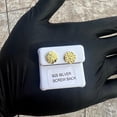 14k Gold Plated "Gold Nugget" Round Earrings Real 925 Sterling Silver ...