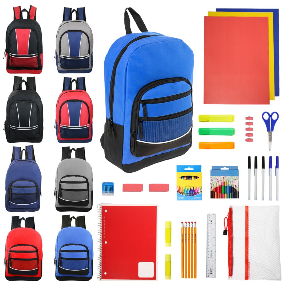 17" Backpacks with 50 Piece School Supply Kit - Bulk Case of 12 ...