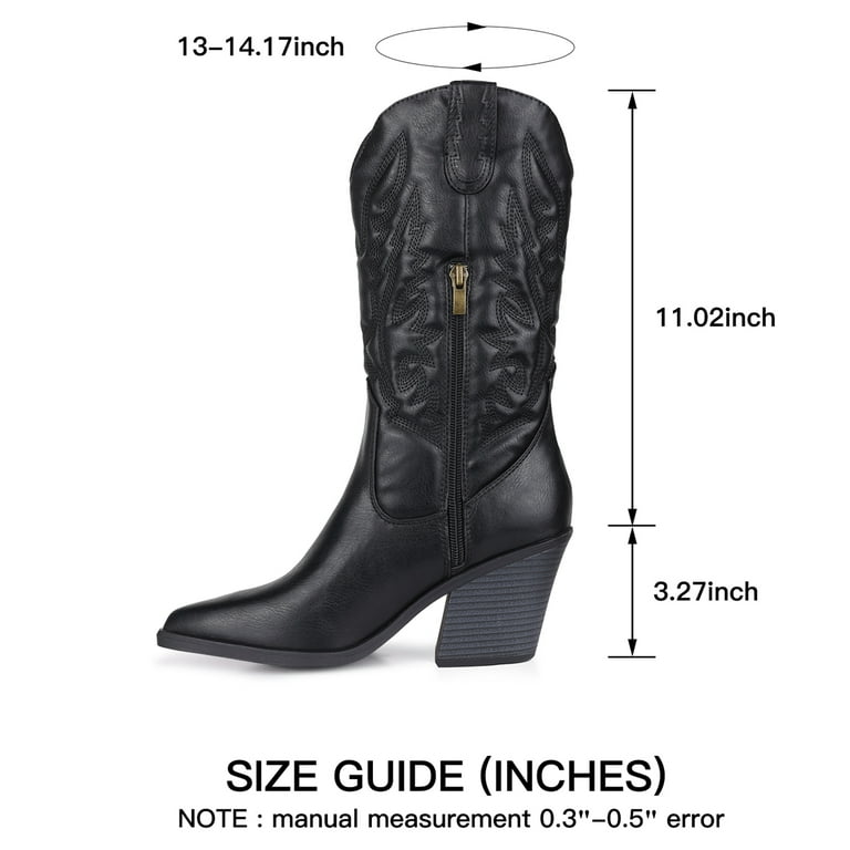 Black High Heel Cowboy Boots For Women