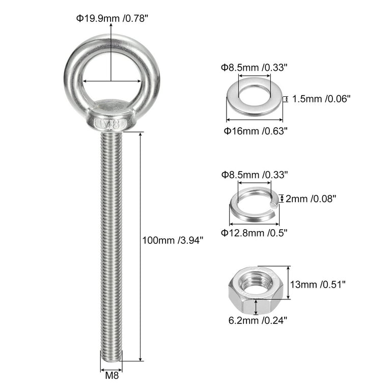 Lifting Eye M4 Stainless Steel 304 A2-70 Bolts - Eye Bolt Screw And M12 ...