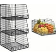 3 Pack XXL Stack-able Wire Baskets, Large Storage Bins for Onion ...