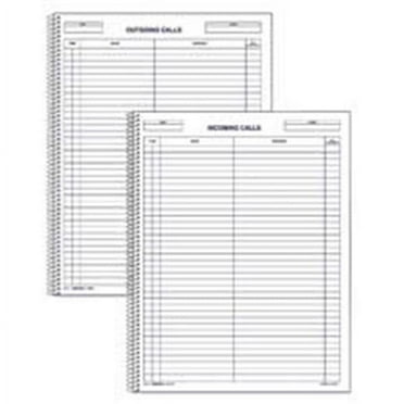 Rediform, RED50111, Incoming/Outgoing Call Register Book, 1 Each, White ...