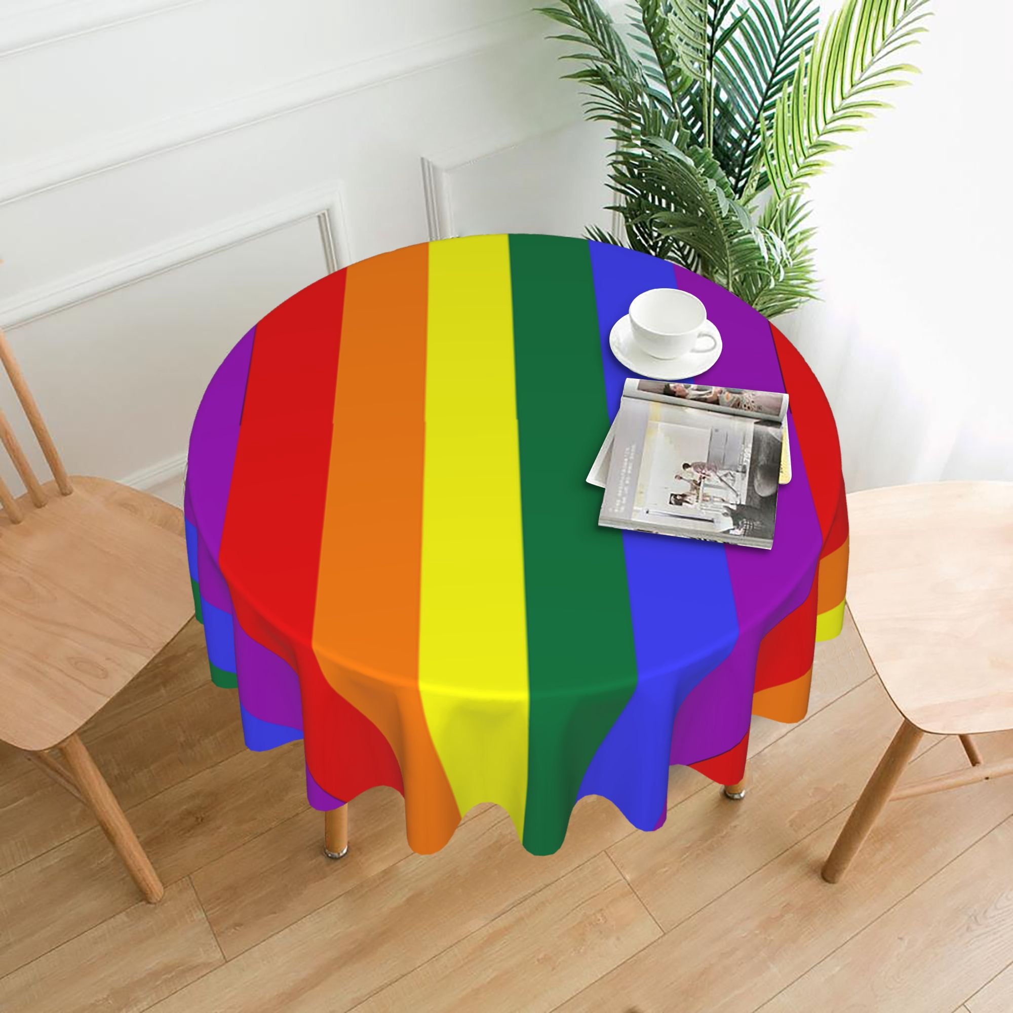 ZICANCN Round Table Cloths 60 Inch, Rainbow LGBT Flag Table Cover ...