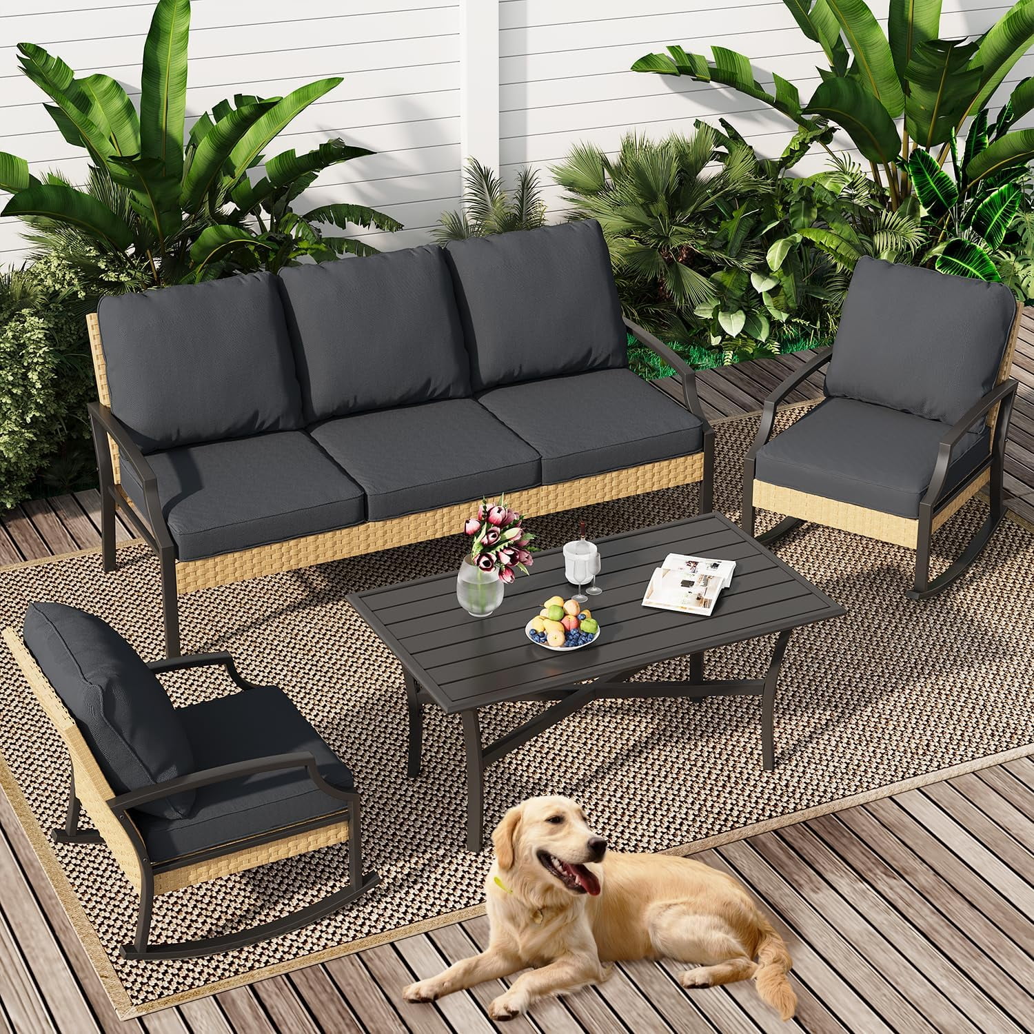 Click here for Aecojoy 5 Seater All-Weather Rattan Patio Furnitur... prices