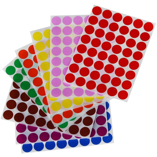 Color Dot stickers ~ 3/4" 17 mm Colored round labels in Green, Yellow ...