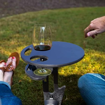 Outdoor Wine Table Stake, Portable Folding Double Layers Table with ...