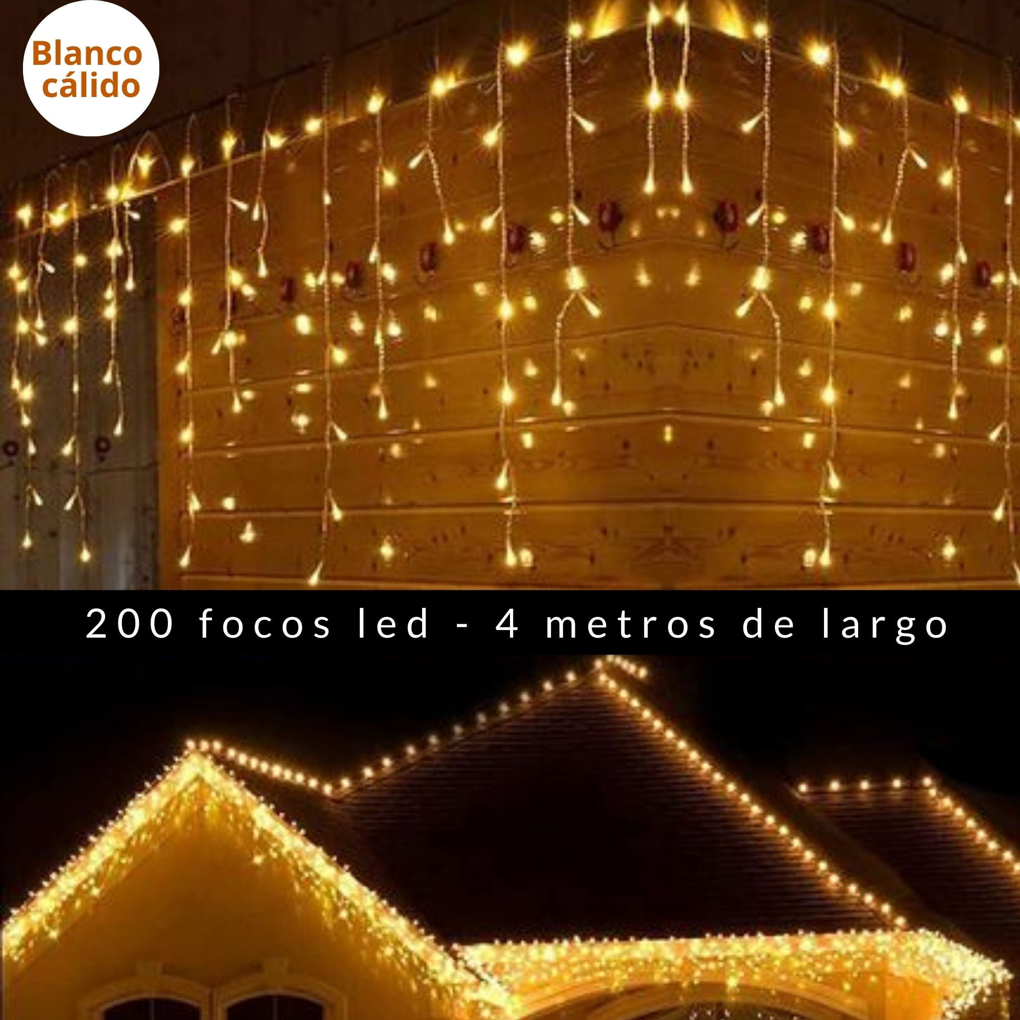 Cascadas de luces LED Blanco Cálido 6mts 300 luces navideñas decoración ...