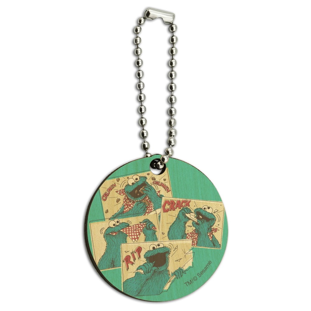 Sesame Street Cookie Monster Comic Wood Wooden Round Keychain Key Chain ...