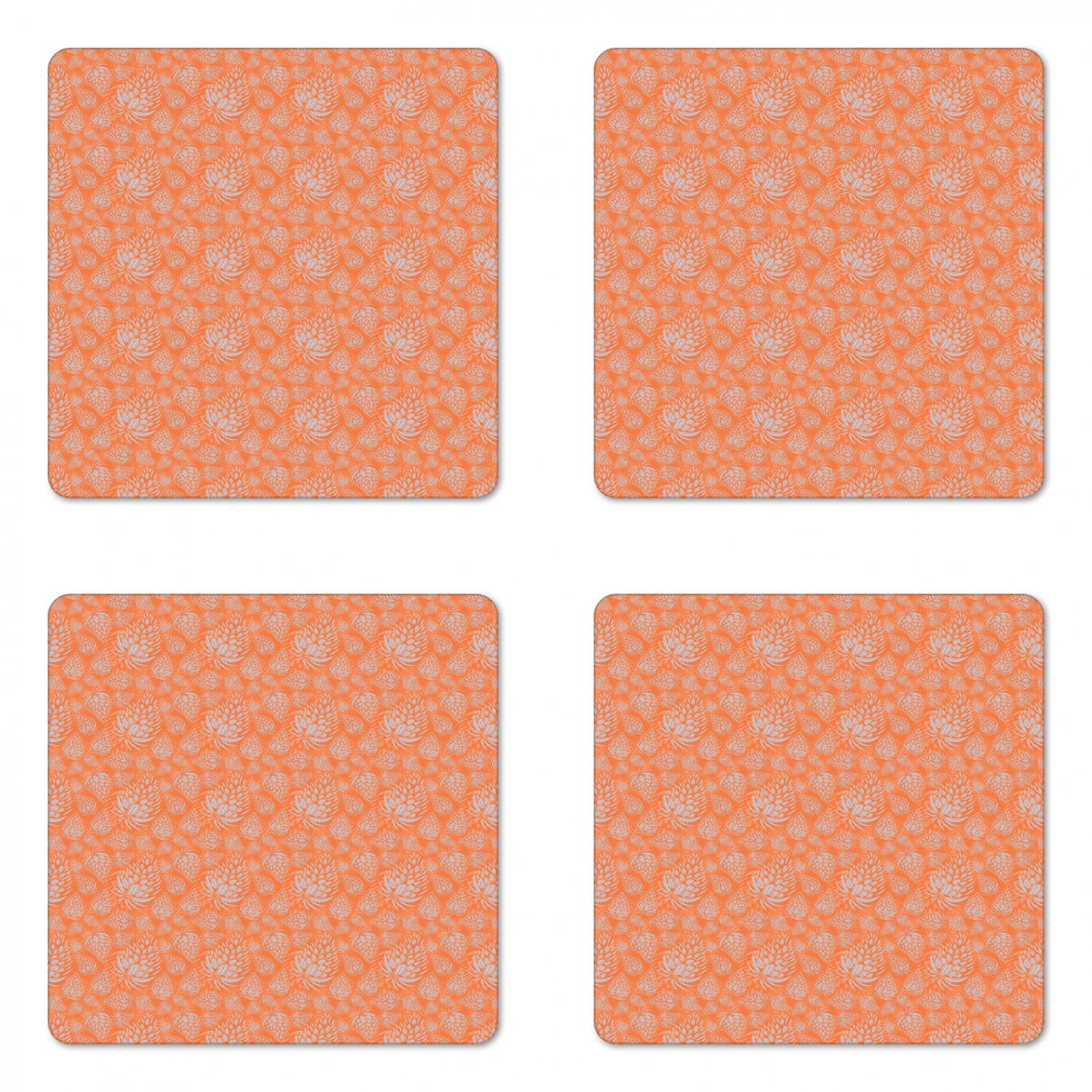 Autumn Coaster Set of 4, Fall Foliage Botanical Leaves Flourish Doodle ...