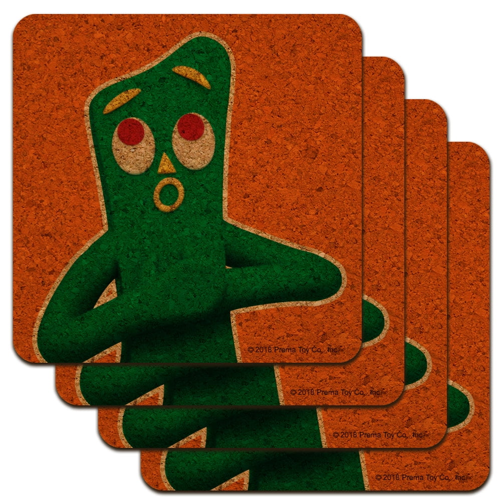 Gumby Singing Clay Art Low Profile Novelty Cork Coaster Set - Walmart.com