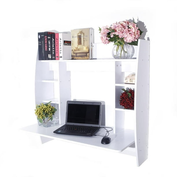 Zimtown Wall Built-up Computer Desk with Storage and Tray Floating Desk ... Zimtown Wall Built-up Computer Desk with Storage and Tray Floating Desk ...