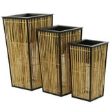 DecMode 27", 23", 19"H Handmade Slatted Frame Brown Wicker Planter with ...