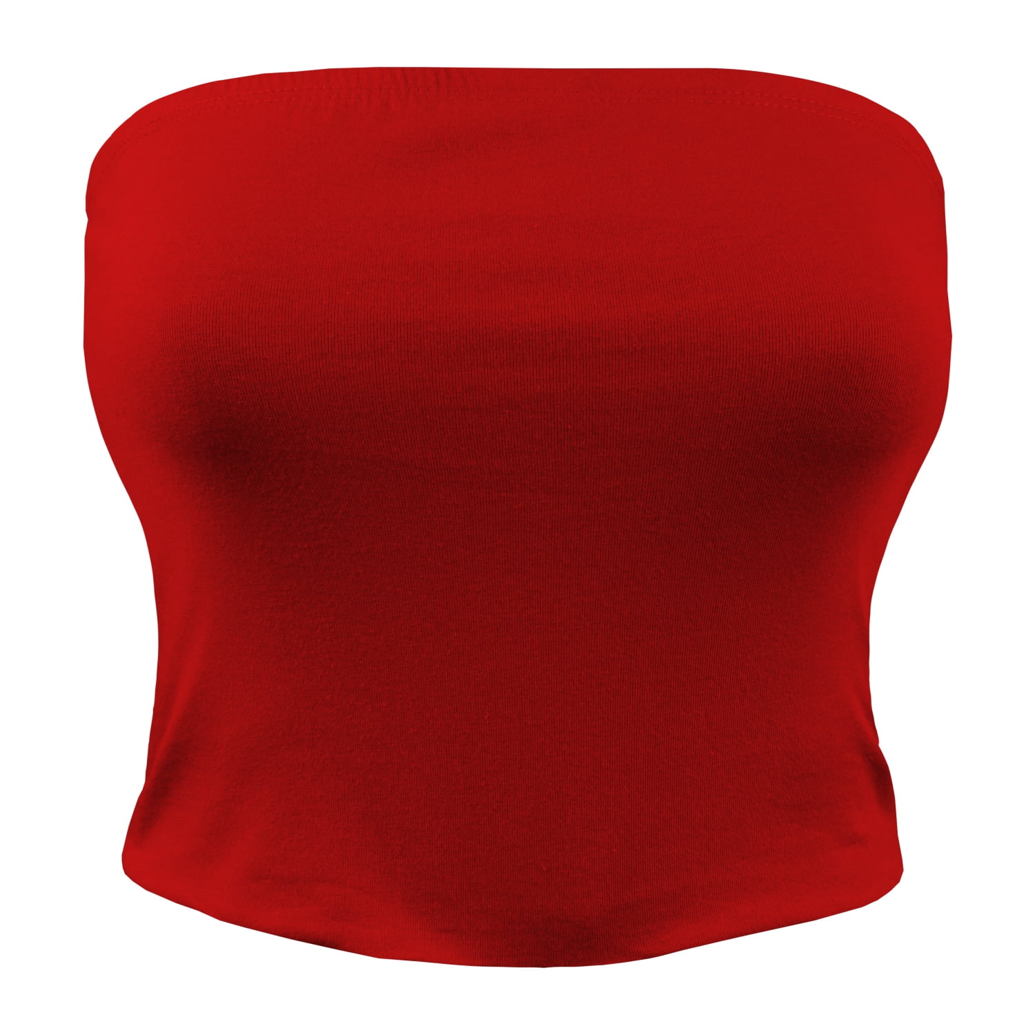 ShezPretty Womens Fitted Solid Cotton Spandex Layered Crop Tube Top ...