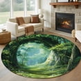 Forest Round Area Rugs Collection 6', Nature Green Tree Spring Scenic ...