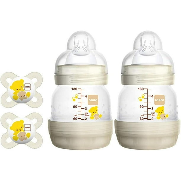 Biberones MAM 2 de 4 onzas 130ml Anticolico 2 Chupones GRATIS | Walmart en línea