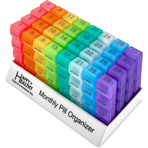 MEDca Month Pill Box Organizer - 4 Times a Day Large 32 Daily Pill ...