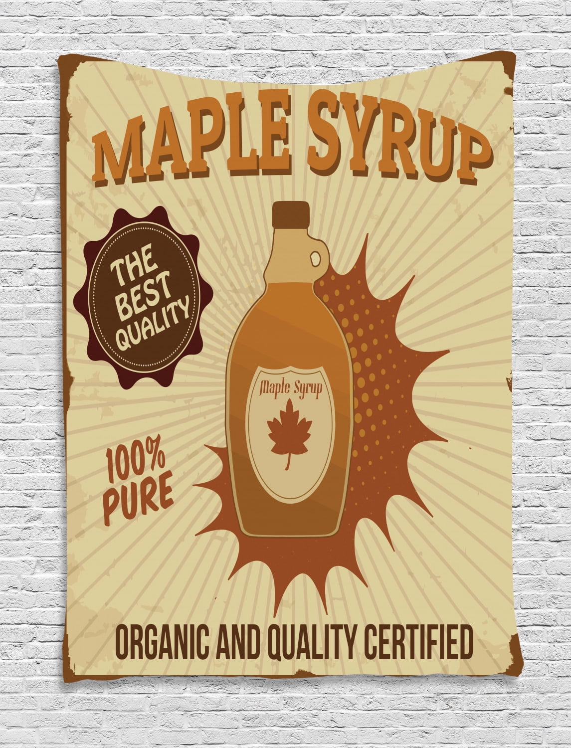 Retro Tapestry, Maple Syrup Ad with Grunge Effect Worn Out Background ...