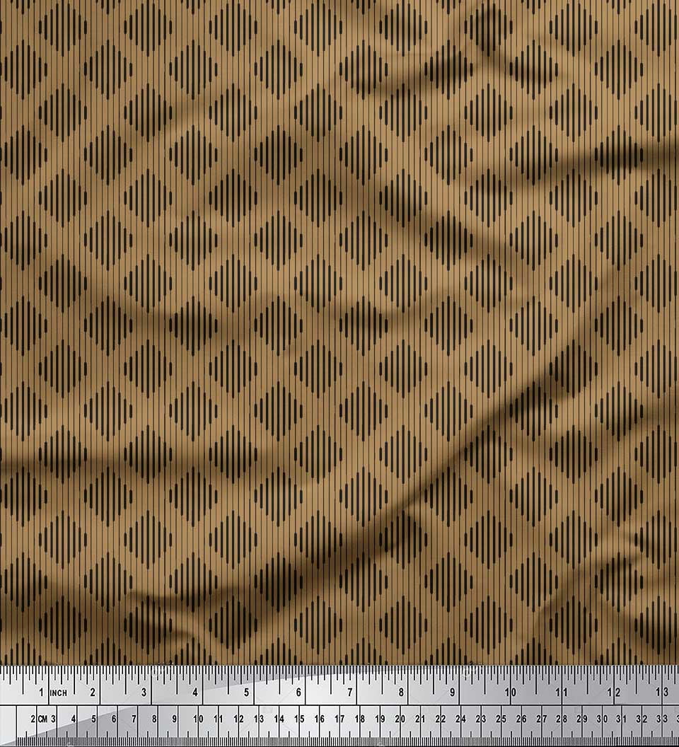 Soimoi Brown Velvet Fabric Diamond & Stripe Print Fabric by Yard 58 ...