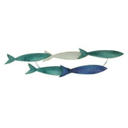 Danya B. School of Fish Blue and Silver Tone Modern Metal Wall Art ...