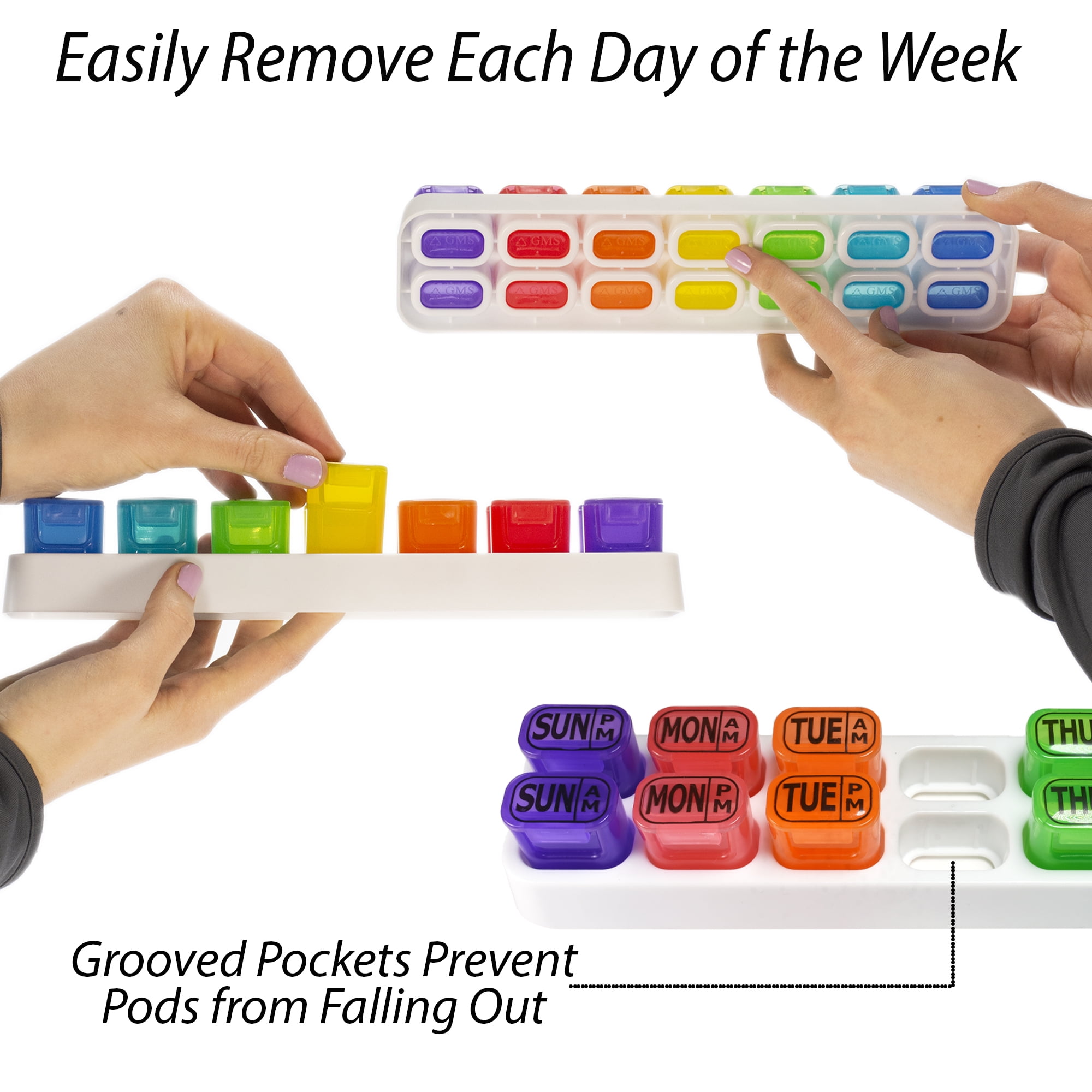 Buy GMS 7 Day AM/PM Pill Organizer, Weekly Pill Reminder with Pop Out ...