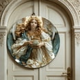AOOOWER Wooden Round Door Sign with Angel Reading Book Design Wall ...