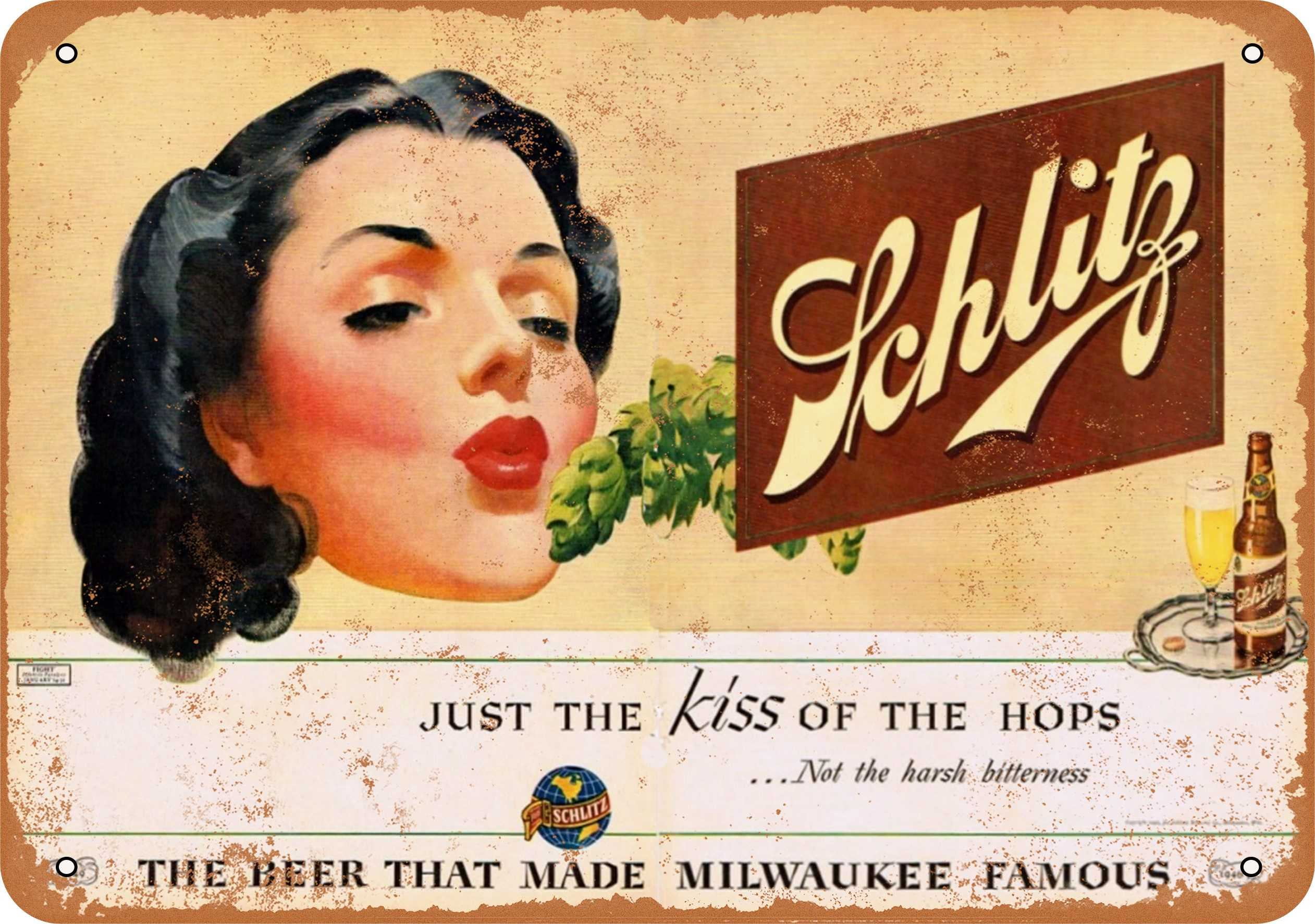 vintage embossed schlitz sign - munimoro.gob.pe
