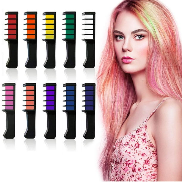 Hair chalk comb 10 colors, hair color chalk comb, children's hair dye ...