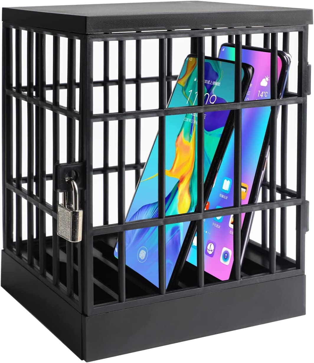 Sturdy Cell Block Cell Phone Jail with Lock and Keys,Smartphone Stand Holders Classroom Home ...