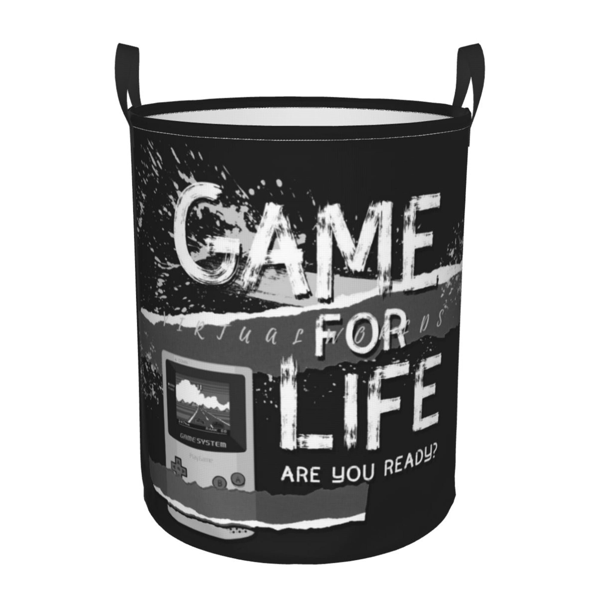LNWH Laundry Basket, Graffiti Game Console Black Foldable Laundry ...