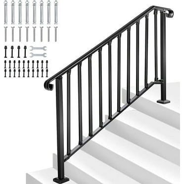 EasingRoom 4-Step Handrail for Outdoor Stairs, Wrought Iron Metal ...