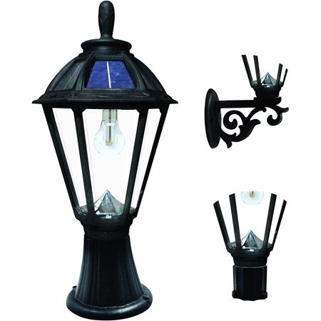 XBRW Polaris Black Solar Outdoor Post Light 1-Light with 3 Mounting ...