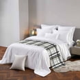 Abstract Stripes Bed Runner Scarf, Sage Green Black Grey Plaid Full Bed ...