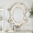 DecMode 35" x 43" White Distressed Antique Arched Oval Scroll Wall ...