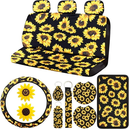 14 Pieces Sunflower Car Accessories Including Sunflower Rear Seat ...