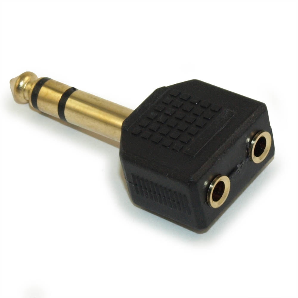 1/4" Stereo Male Plug to Dual 3.5mm Stereo Female Splitter - Walmart.com