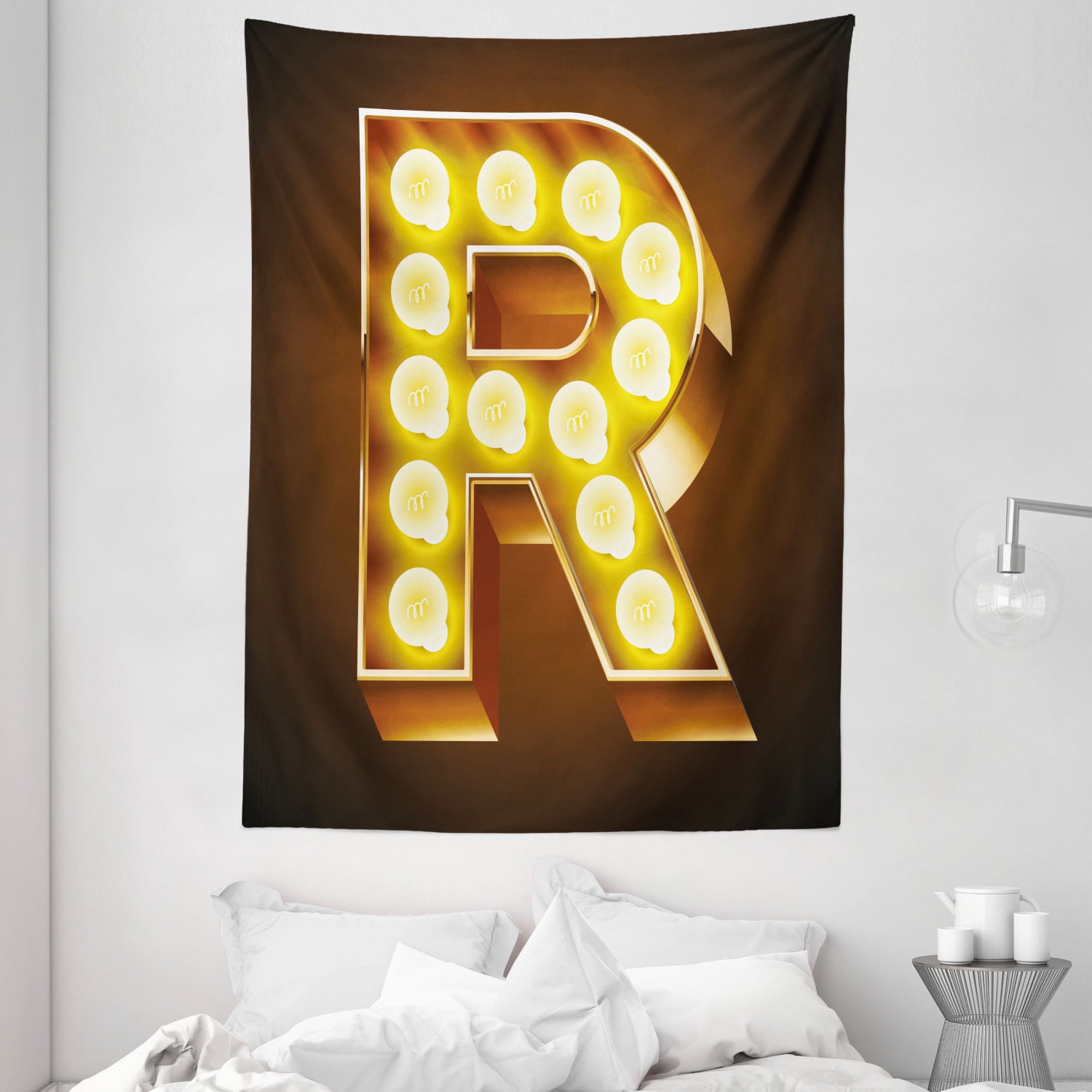 Letter R Tapestry, Old Carnival Themed Alphabet Symbol Capital R ...