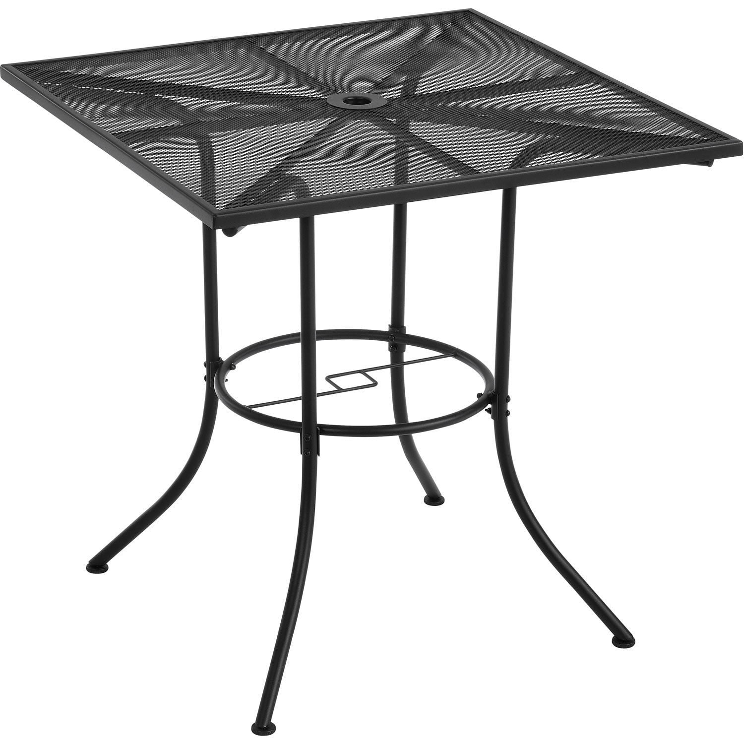 Interion 36" Square Outdoor Counter Height Table, Steel Mesh, Black ...