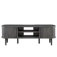Media TV Stand Console Table, Dark Grey Gray, Wood, Mid Century Living ...
