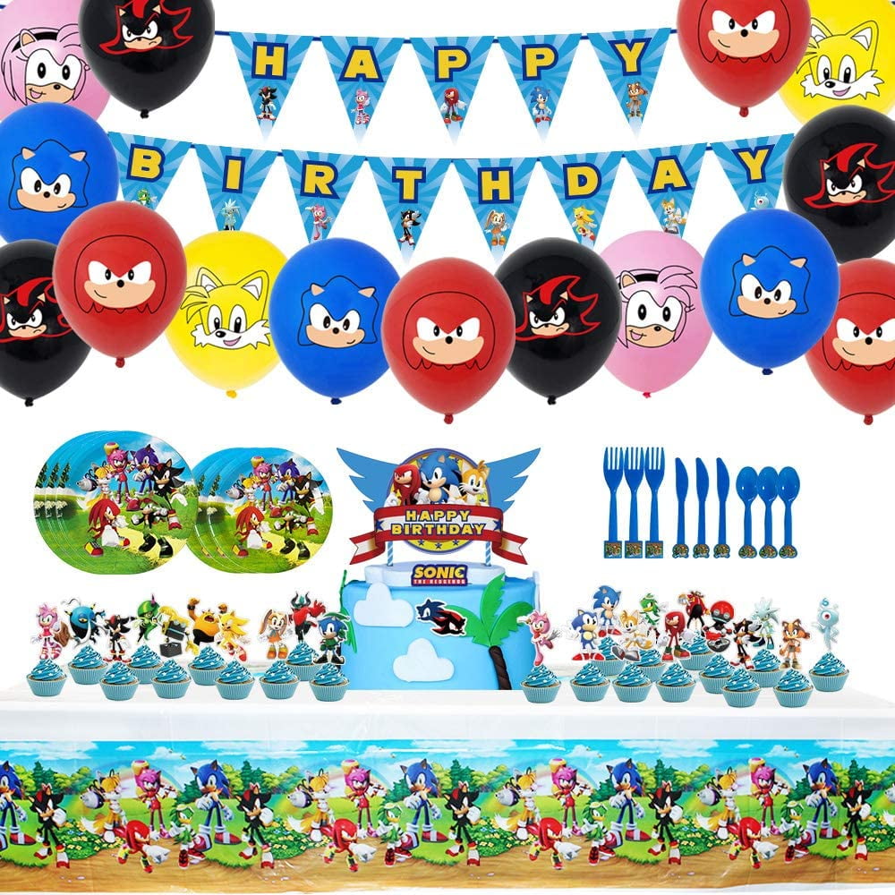 Mbetitony Sonic Party Supplies for 10 Kids-Sonic Party Decorations ...