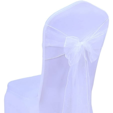 25pc Organza Sashes Chair Cover Bows Ribbon Bows for Wedding Ceremony ...