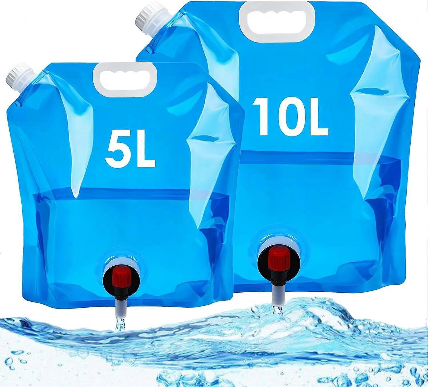 Collapsible Water Container with Spigot, 5L+10L Water Storage Carrier ...