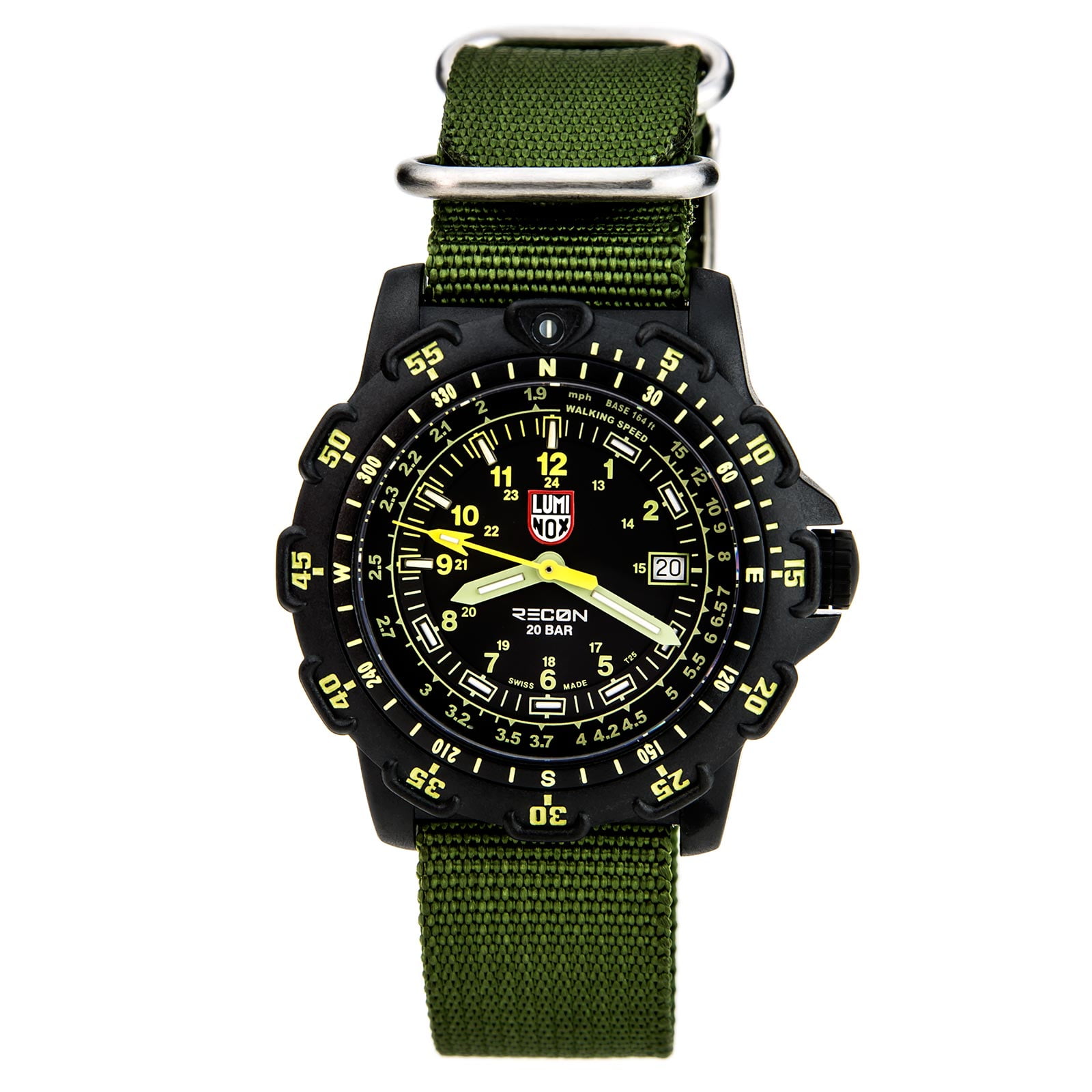 Luminox 8826.MI Mens Land Recon Point Strap Black Dial Green Nylon Dive ...