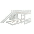 White Twin-Twin Wooden Bunk Bed: Slide, Under-bed Drawers, Guardrails ...