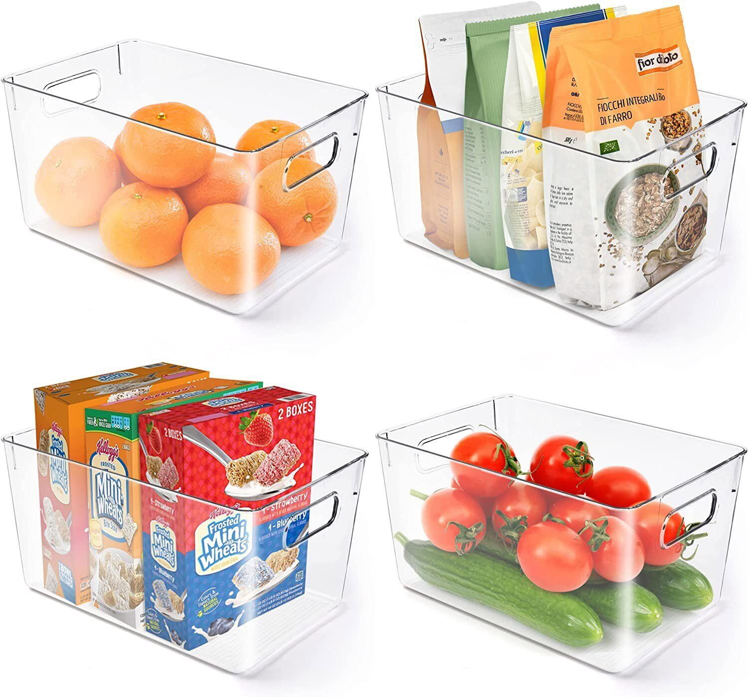 Clear Plastic Storage Bins Fridge Storage Containers Pantry Organizer ...
