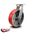 10 Inch Extra Heavy Duty Red Poly on Cast Iron Wheel Swivel Top Plate ...