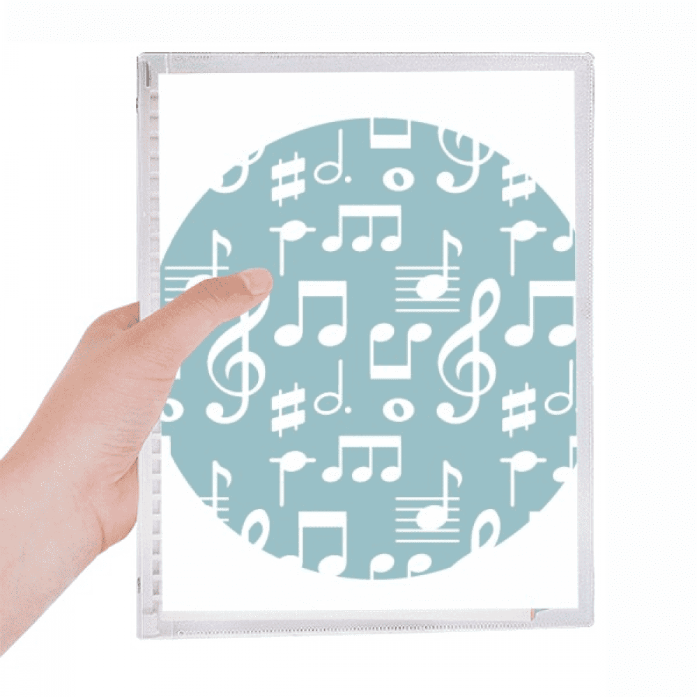 White Music Notes Bar Blue Notebook Loose Diary Refillable Journal ...