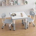 Kids Table and 2 Chairs Set, Height Adjustable Toddler Table with ...
