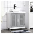Under Sink Cabinet, Bathroom Pedestal Sink Organizer - Gray White ...