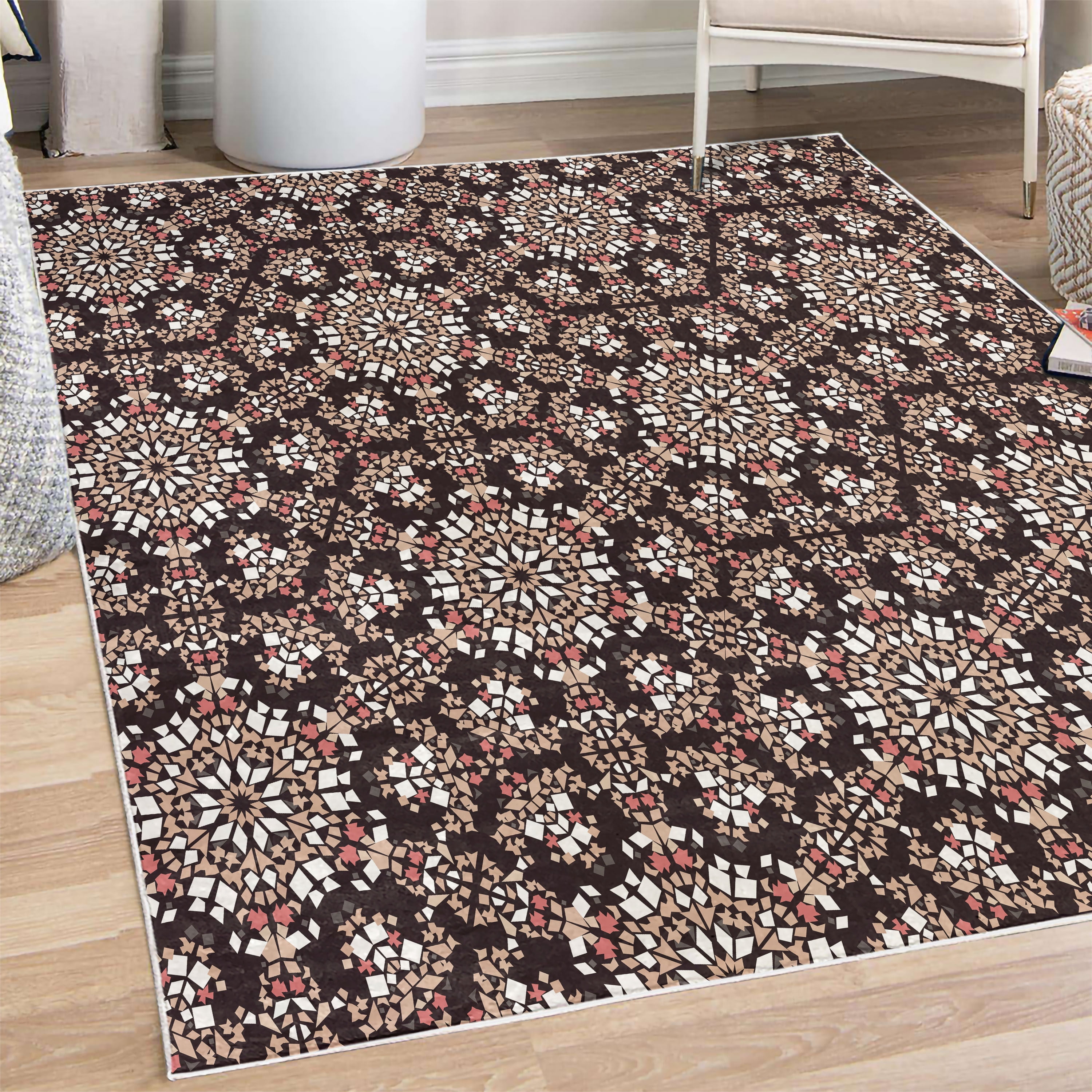 Mosaic Decorative Rug, Antique Roman Time Inspired Rock Design with ...